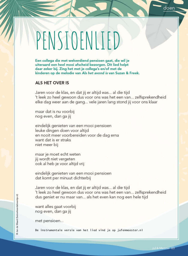 Zing jouw collega die met pensioen gaat toe met dit lied!